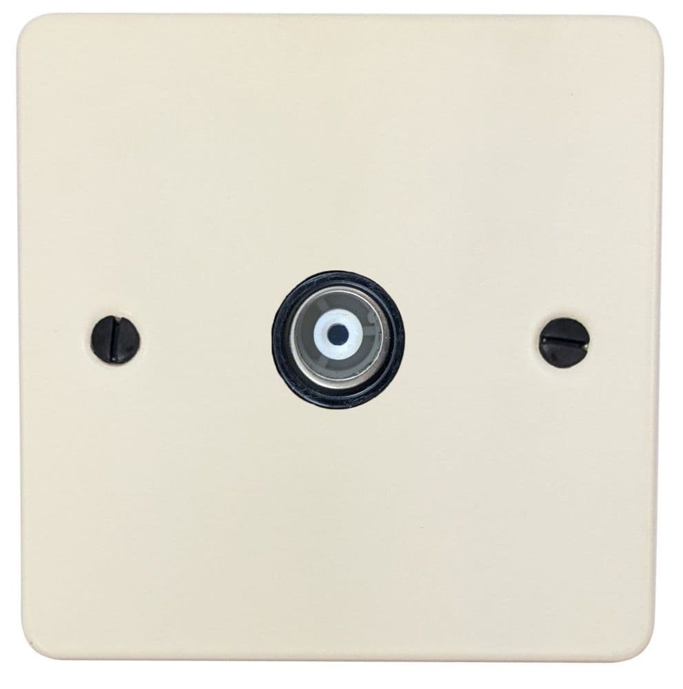 G&H FW35B Flat Plate Matt White 1 Gang TV Coax Socket Point