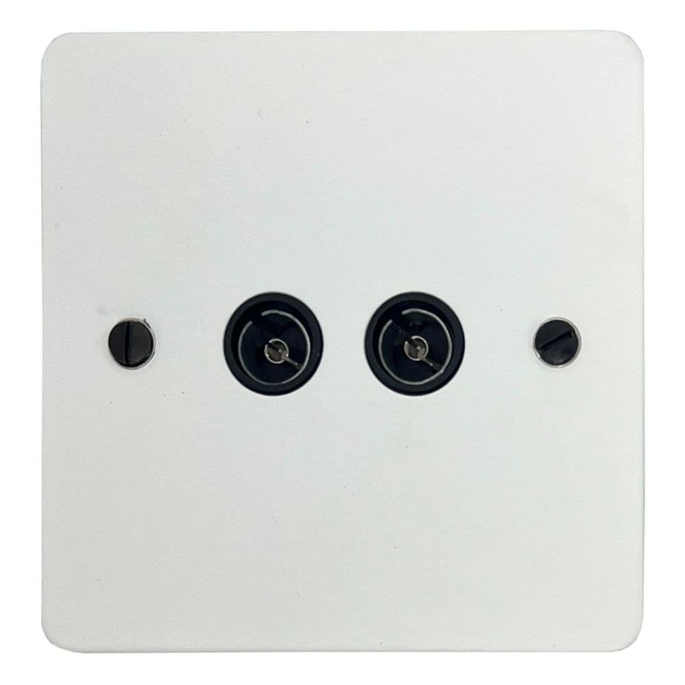 G&H FW36B Flat Plate Matt White 2 Gang TV Coax Socket Point