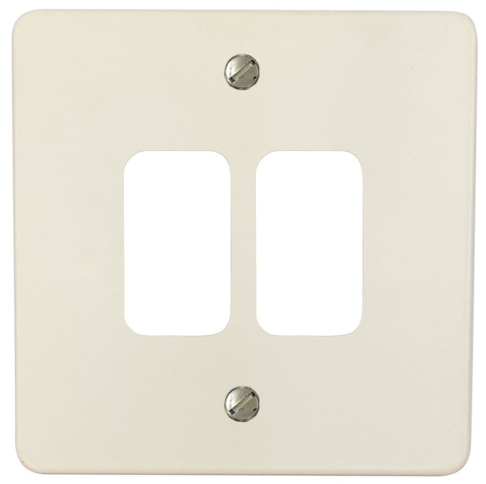 G&H FW72 Flat Plate Matt White 2 Gang Grid Plate to suit G&H Grid Modules