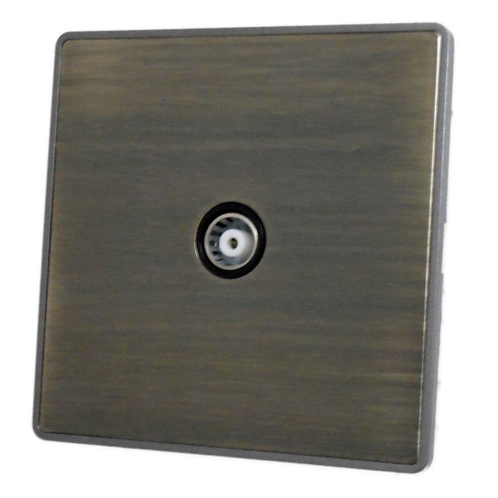 G&H LAB35B Screwless Antique Brass 1 Gang TV Coax Socket Point