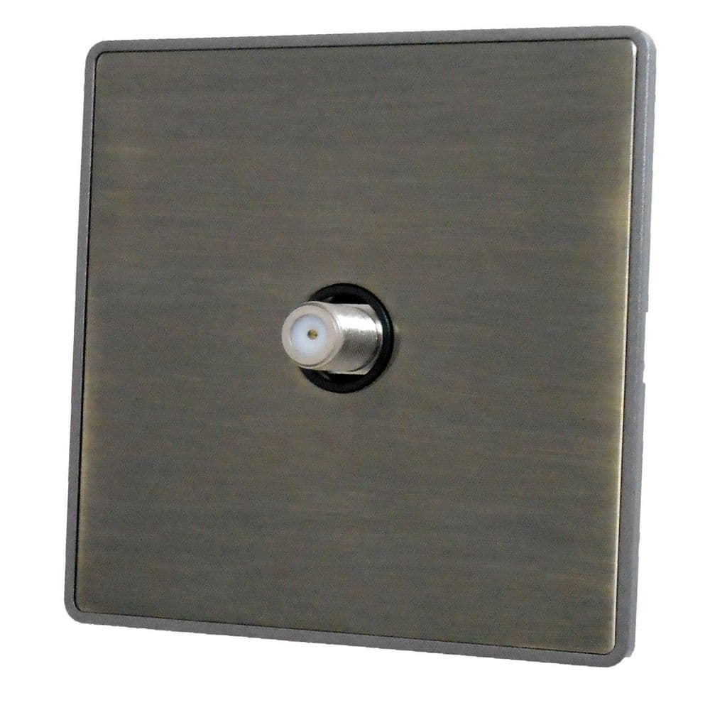 G&H LAB37 Screwless Antique Brass 1 Gang Single Satellite Point Socket