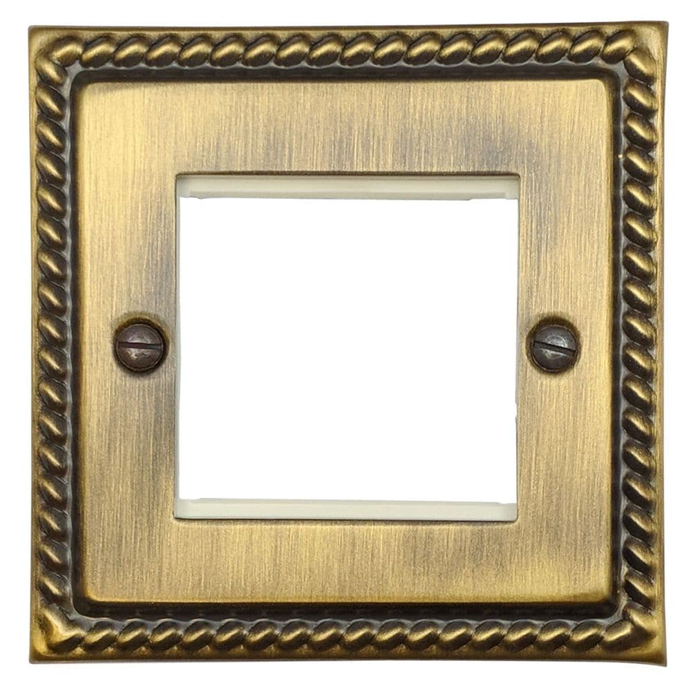 G&H MAB162 Monarch Roped Antique Brass 1 Gang 2 Euro Module Plate