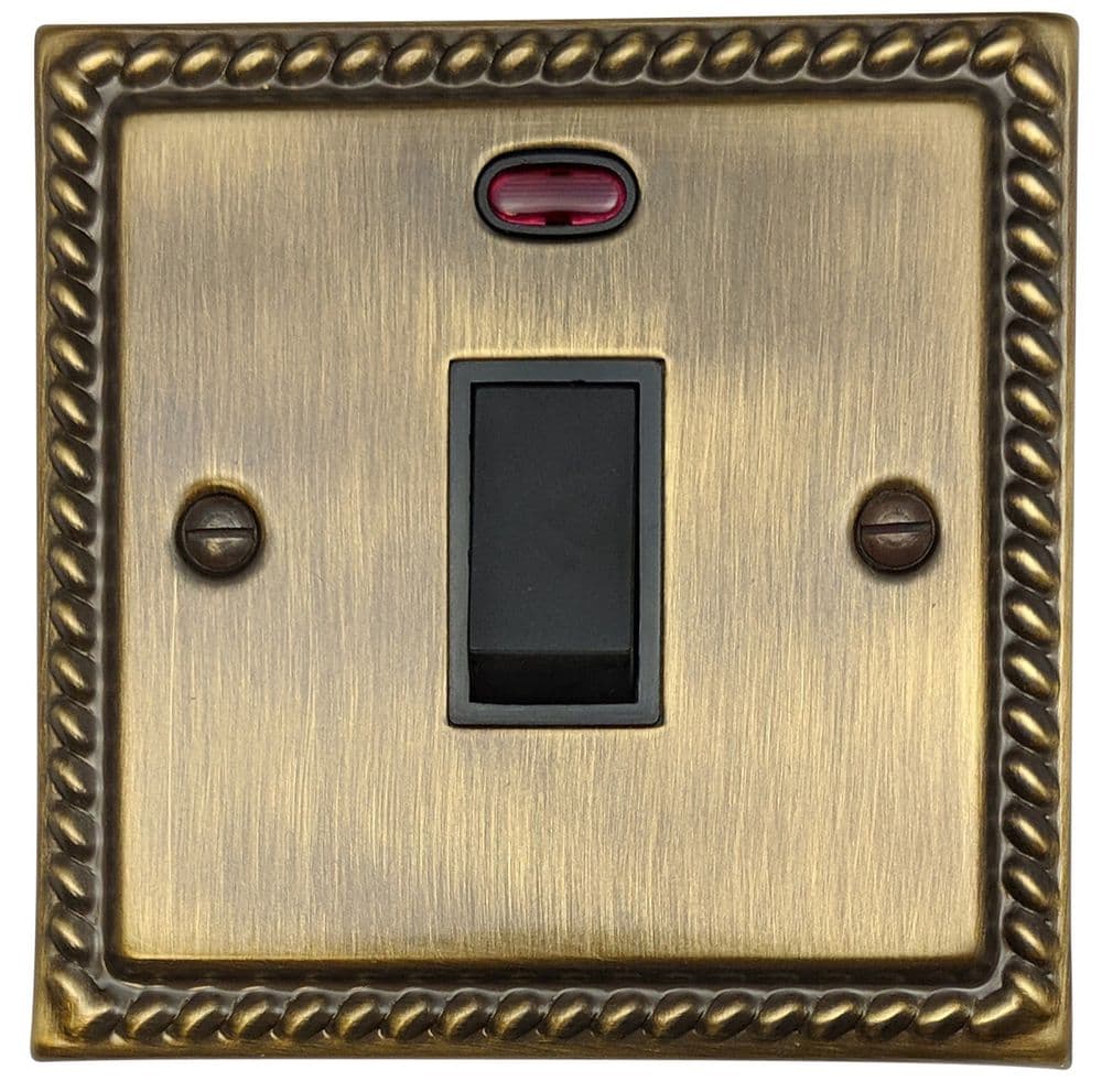 G&H MAB26B Monarch Roped Antique Brass 1 Gang 20 Amp Double Pole Switch ...