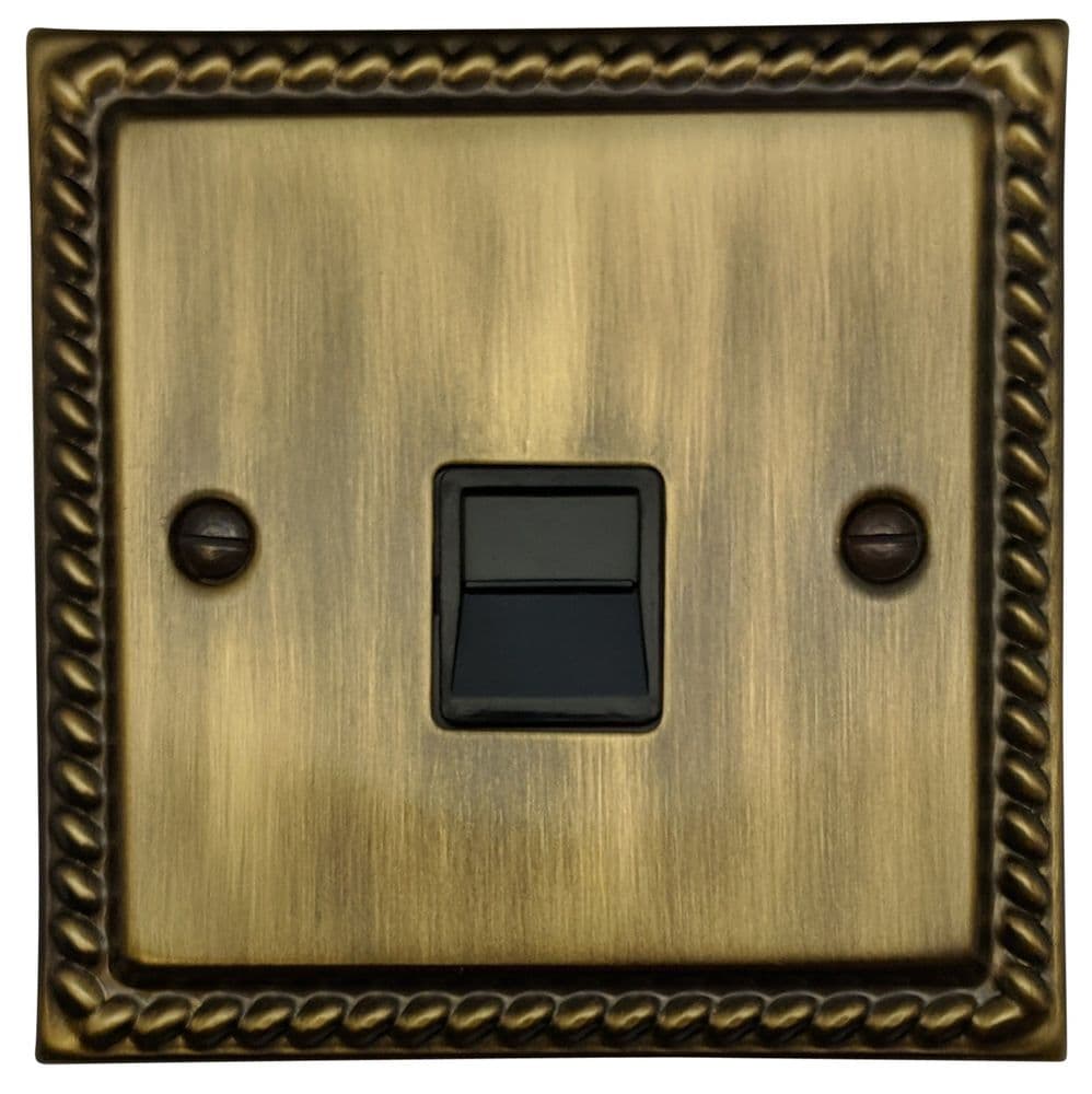 G&H MAB33B Monarch Roped Antique Brass 1 Gang Master BT Telephone Socket