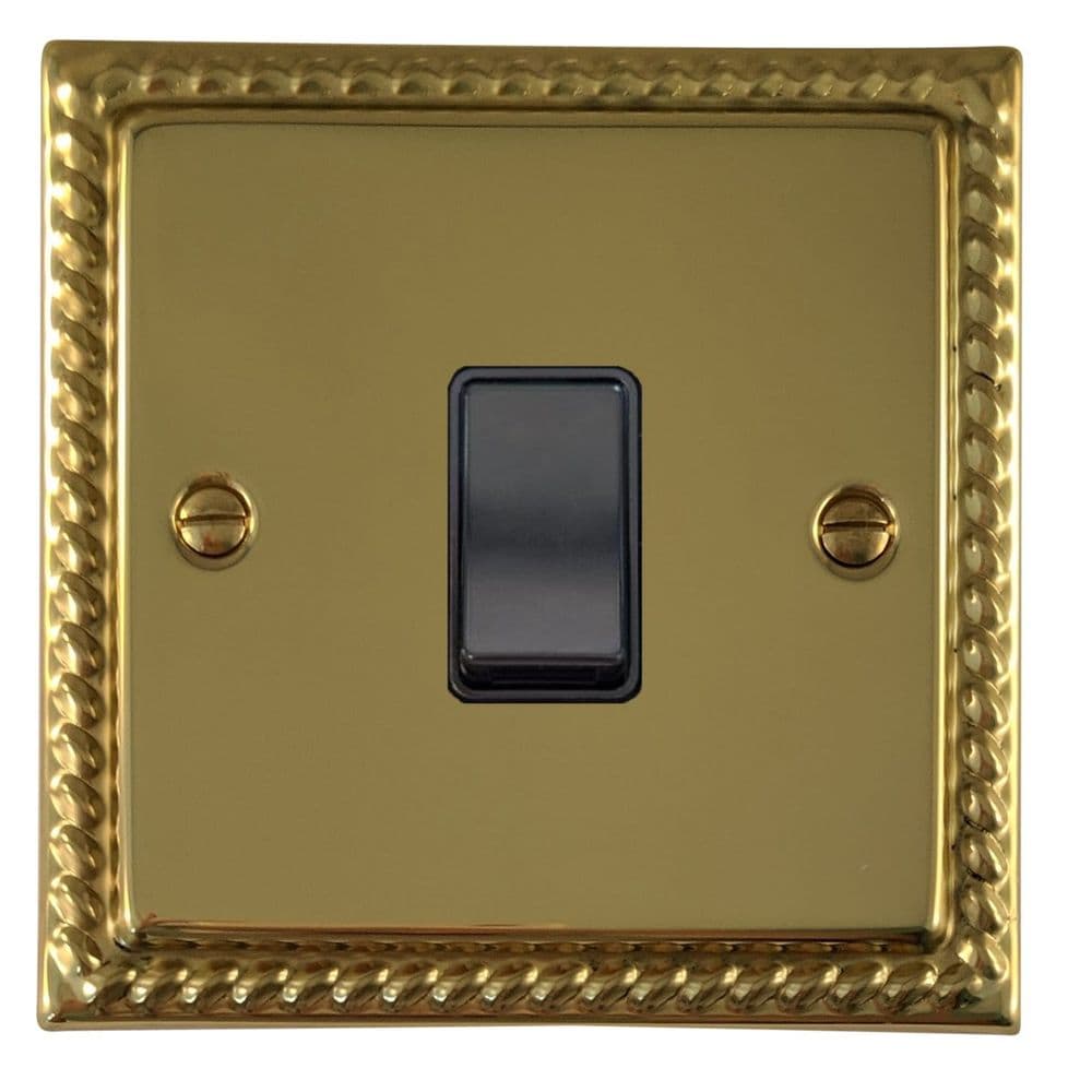 G&H MB1B Monarch Roped Polished Brass 1 Gang 1 or 2 Way Rocker Light Switch