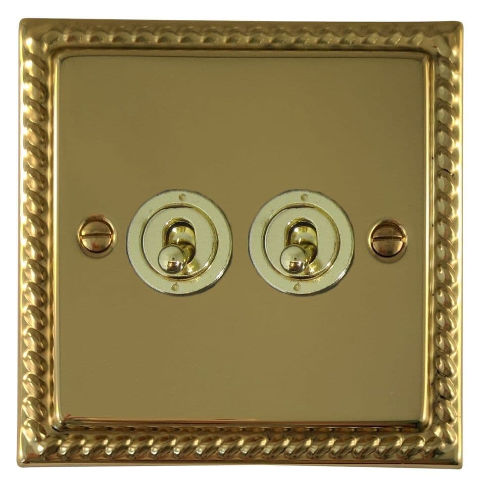 G&H MB382-PB Monarch Roped Polished Brass 2 Gang 1 or 2 Way Toggle ...