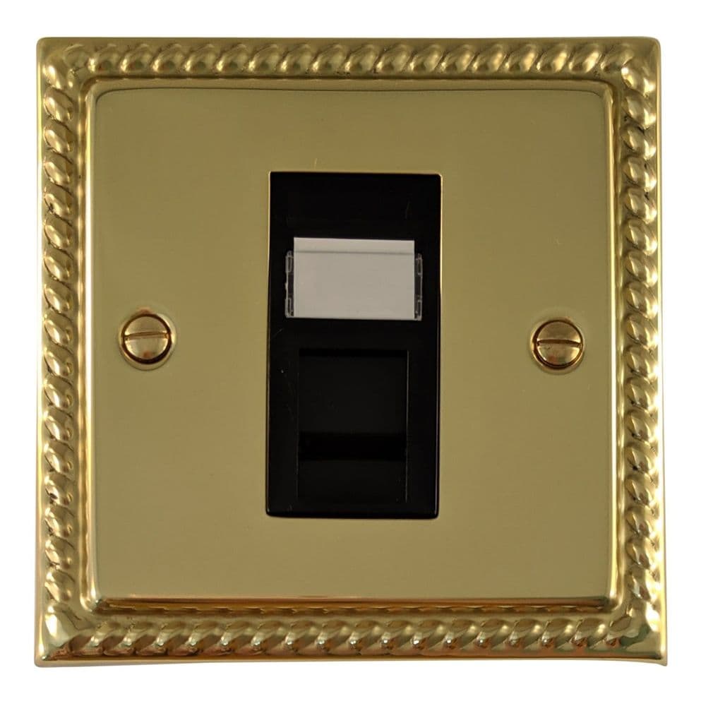 G&H MB61B Monarch Roped Polished Brass 1 Gang RJ45 Cat5e Data Socket