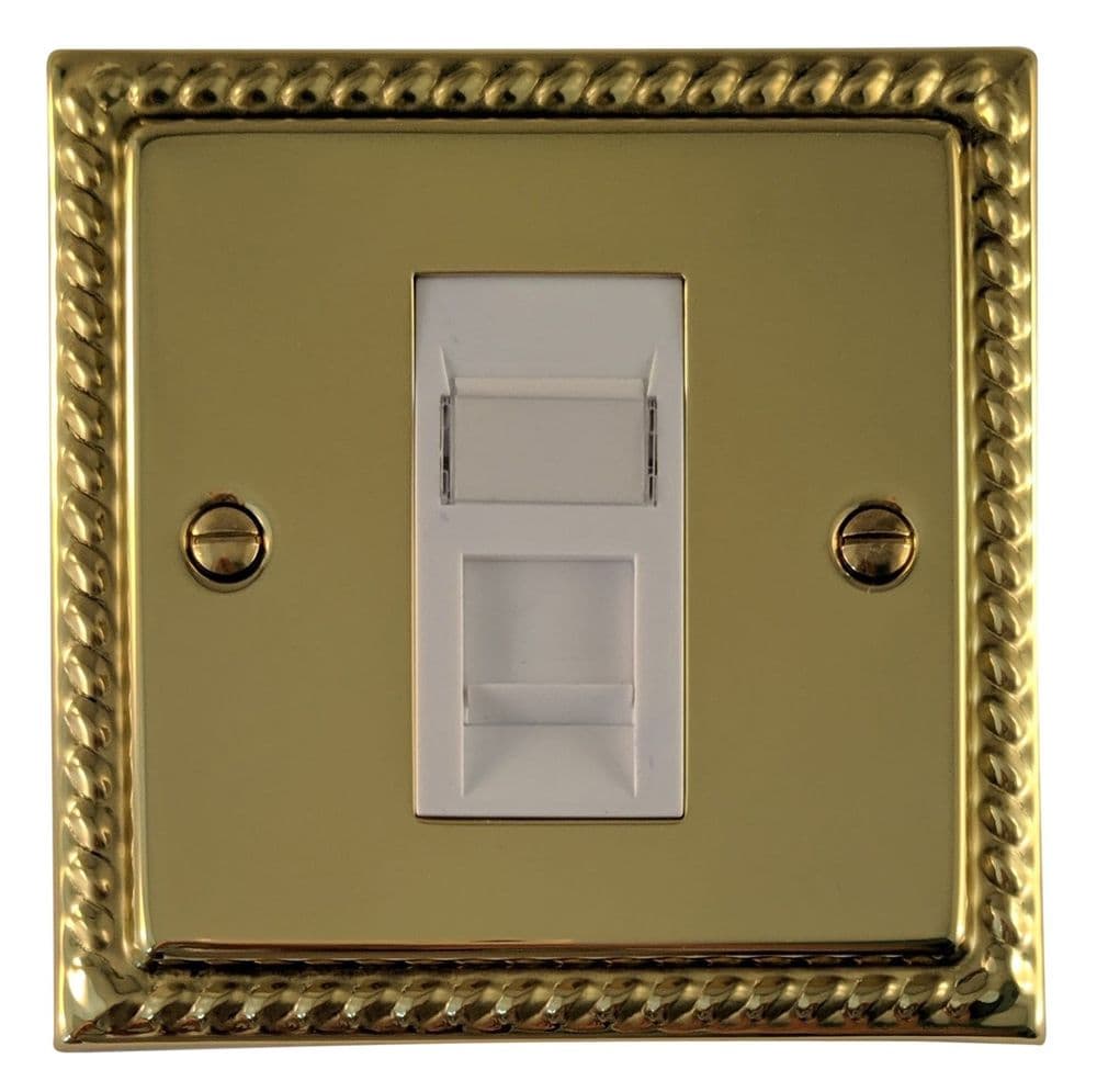 G&H MB61W Monarch Roped Polished Brass 1 Gang RJ45 Cat5e Data Socket