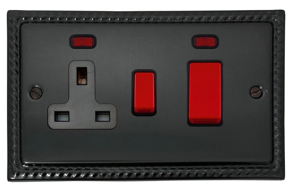 G&H MBB29B Monarch Roped Black Bronze 45 Amp DP Cooker Switch & 13A ...