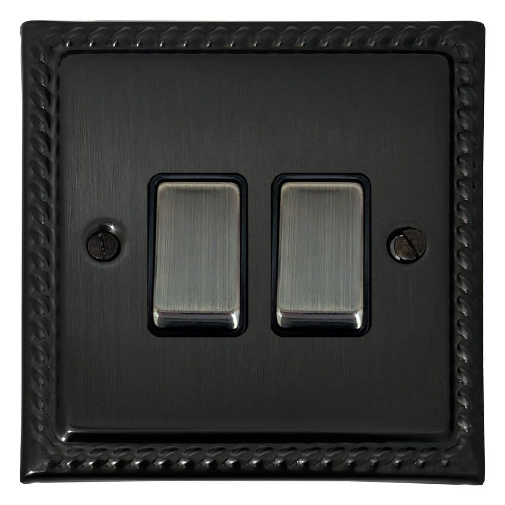 G&H MBB302-AB Monarch Roped Black Bronze 2 Gang 1 or 2 Way Rocker Light ...