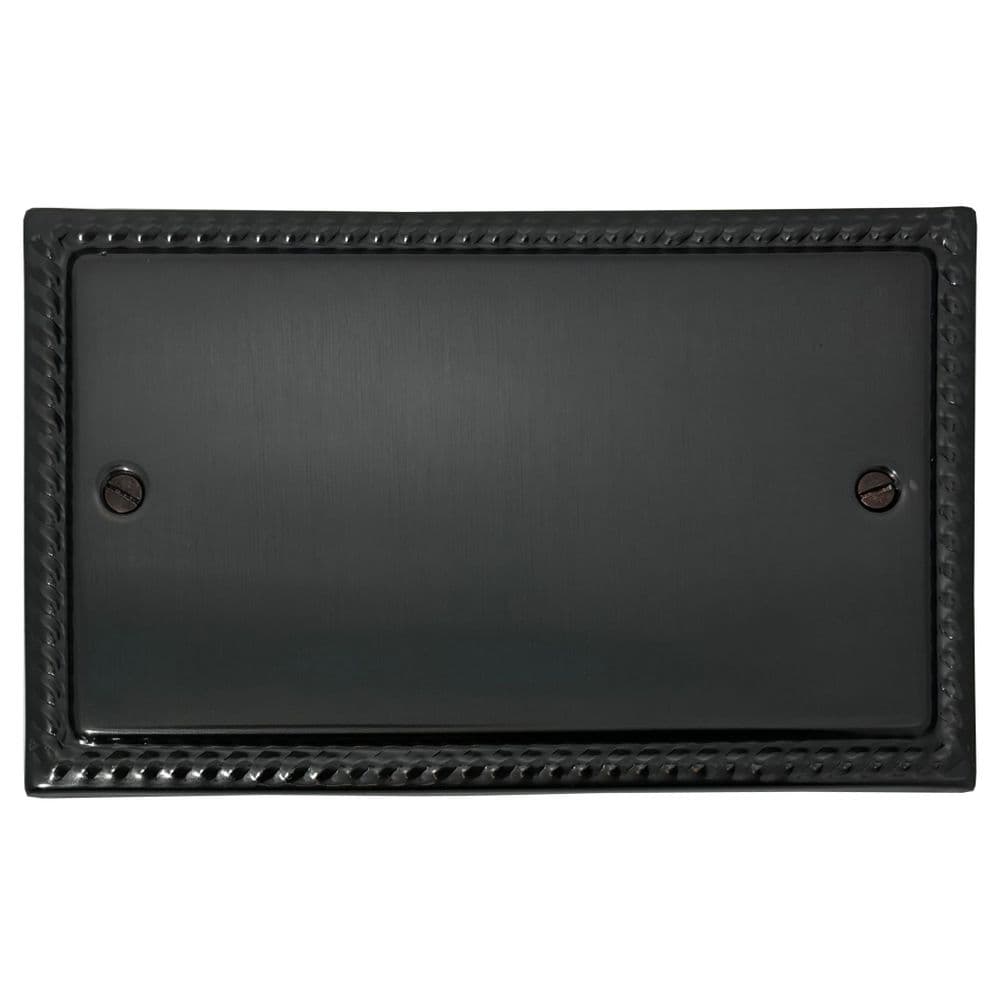 G&H MBB32 Monarch Roped Black Bronze 2 Gang Double Blank Plate