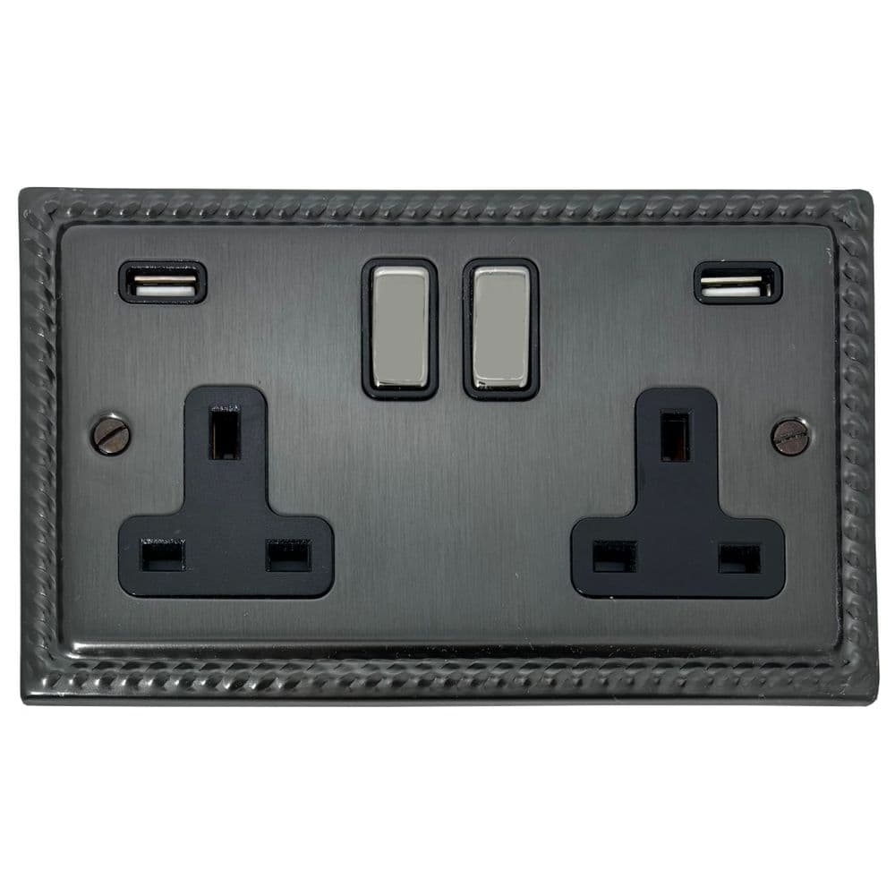 G&H MBB3910-BN Monarch Roped Black Bronze 2 Gang Double 13A Switched ...