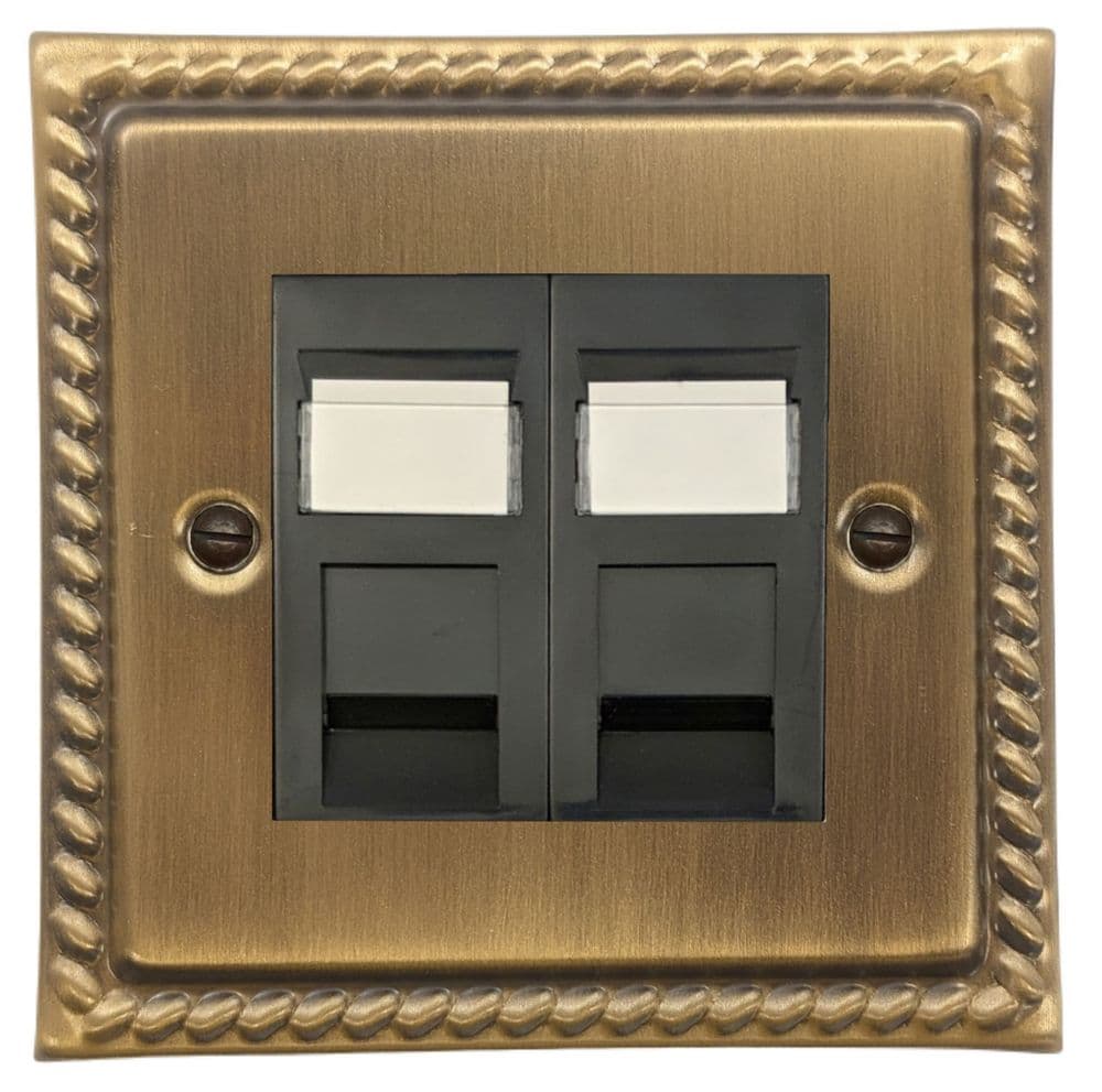 G&H MLAB62B Monarch Roped Light Antique Brass 2 Gang RJ45 Cat5e Data ...