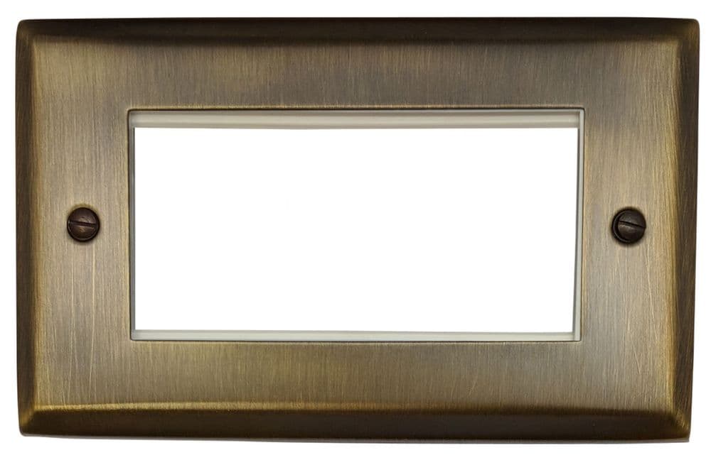 G&H SAB164 Spectrum Plate Antique Brass 2 Gang 4 Euro Module Plate