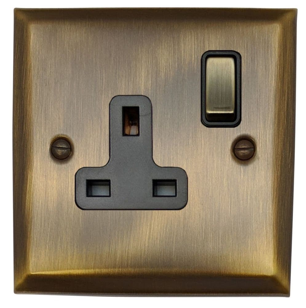 G&H SAB309 Spectrum Plate Antique Brass 1 Gang Single 13A Switched Plug ...