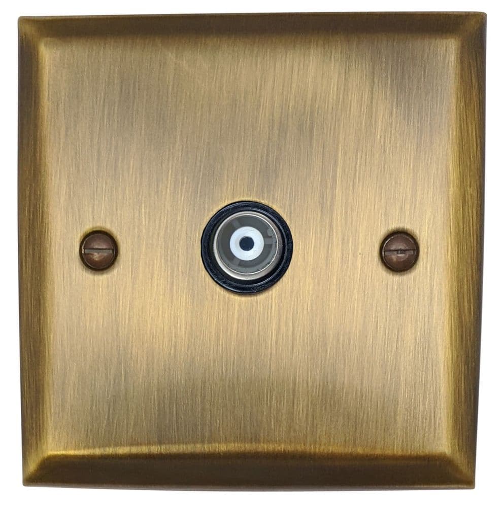 G&H SAB35B Spectrum Plate Antique Brass 1 Gang TV Coax Socket Point