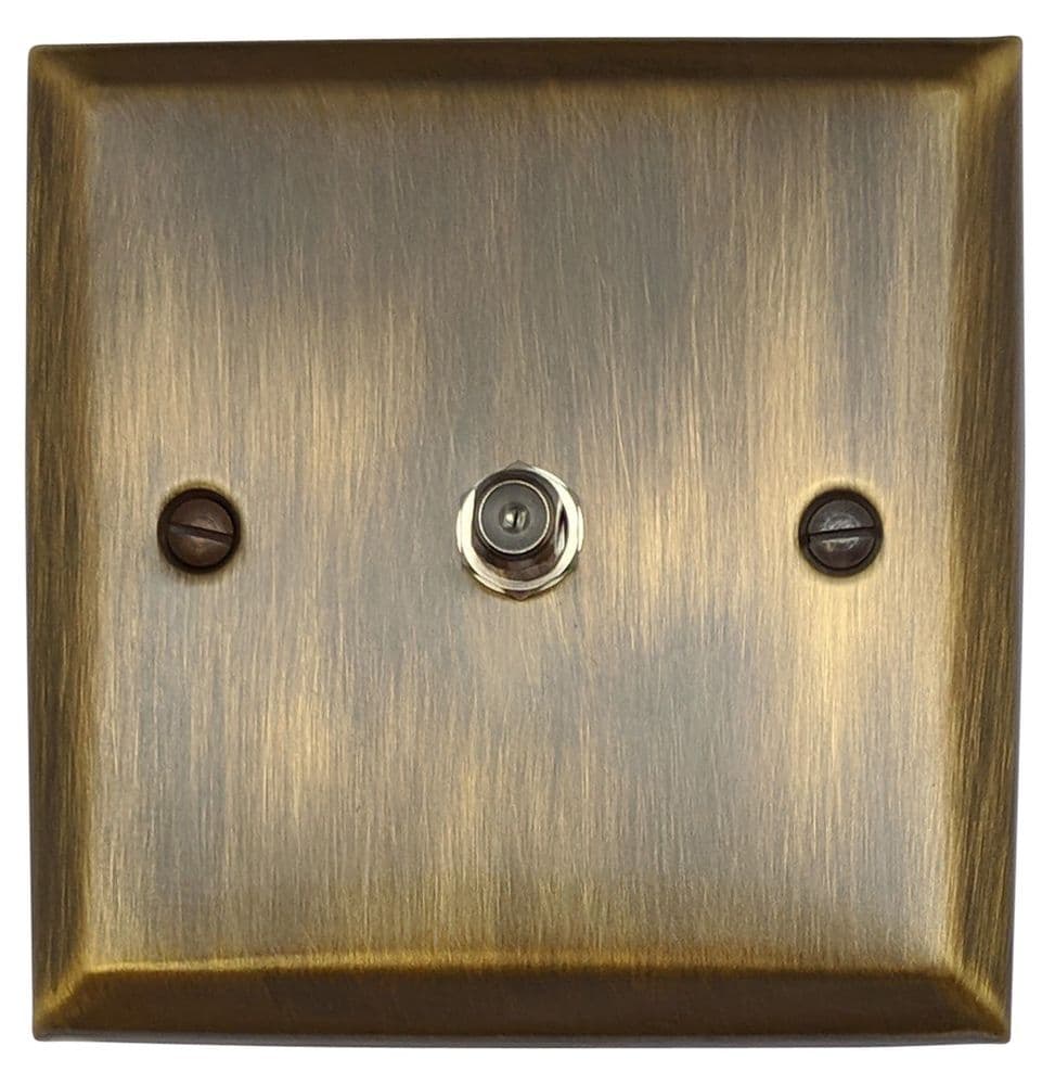 G&H SAB37 Spectrum Plate Antique Brass 1 Gang Single Satellite Point Socket