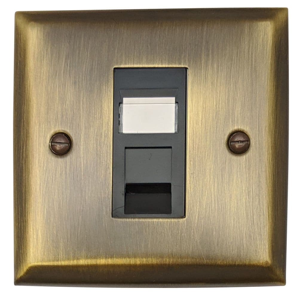 G&H SAB61B Spectrum Plate Antique Brass 1 Gang RJ45 Cat5e Data Socket
