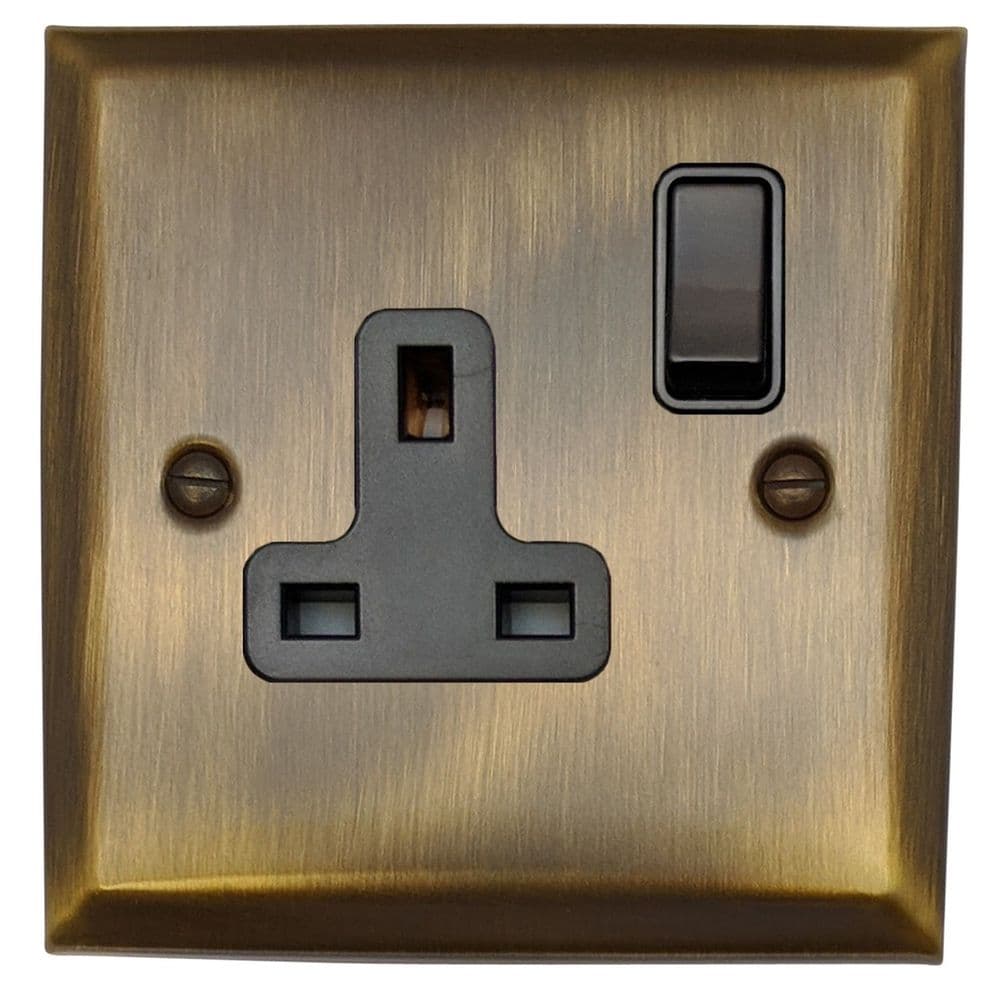 G&H SAB9B Spectrum Plate Antique Brass 1 Gang Single 13A Switched Plug ...