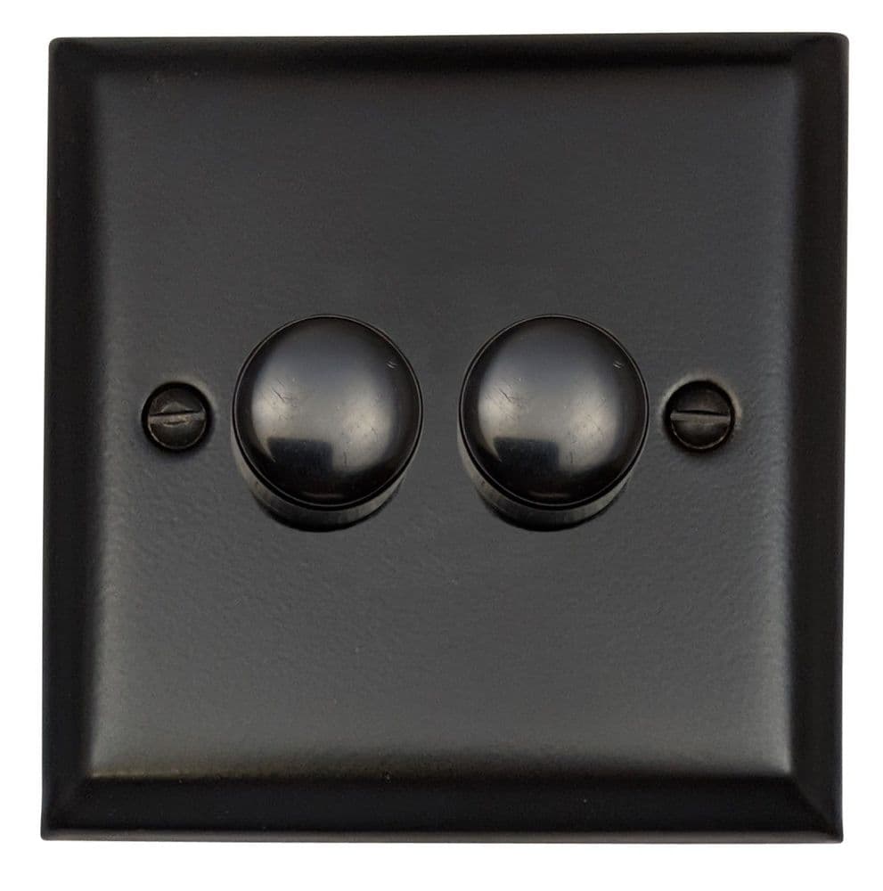G&H SFB522 Spectrum Plate Matt Black 2 Gang 1 or 2 Way LED Dimmer Switch
