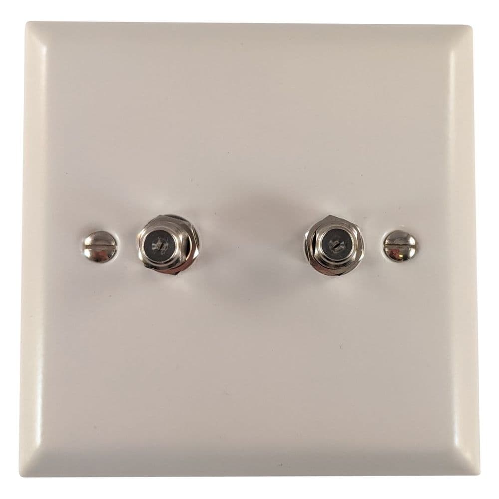 G&H SFW237 Spectrum Plate Matt White 2 Gang Satellite Socket Point