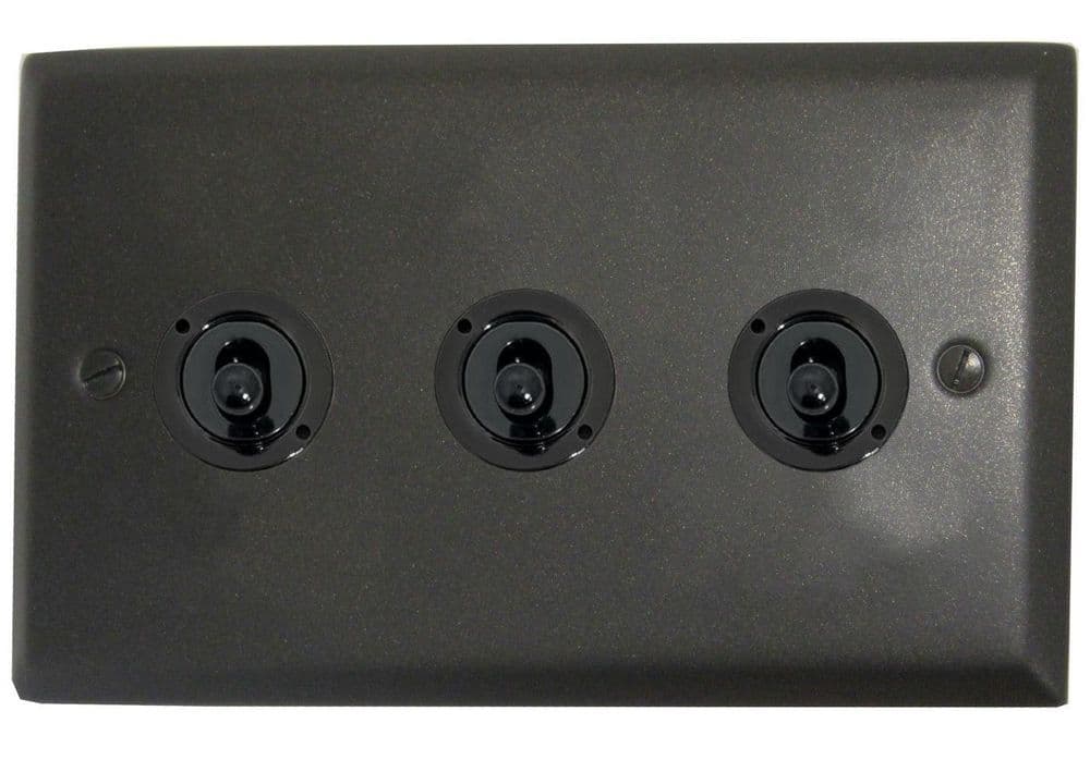 G&H SG383-FBK Spectrum Plate Graphite 3 Gang 2 Way Toggle Light Switch