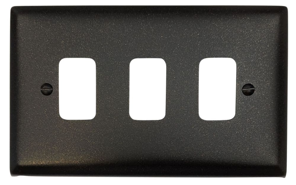G&H SG73 Spectrum Plate Graphite 3 Gang Grid Plate to suit G&H Grid Modules