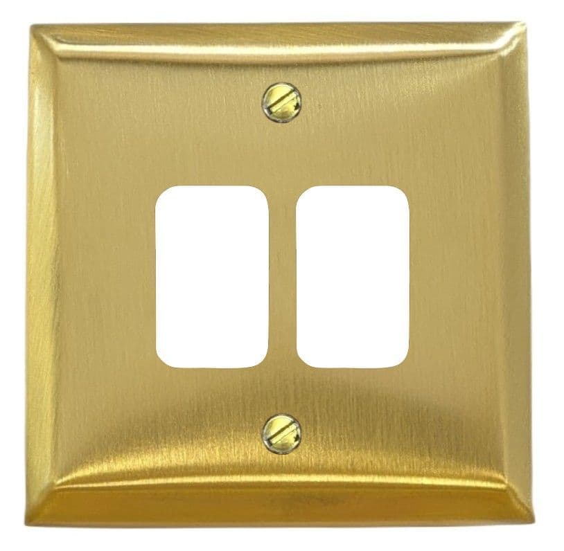 G&H SSB72 Spectrum Plate Satin Brushed Brass 2 Gang Grid Plate to suit ...