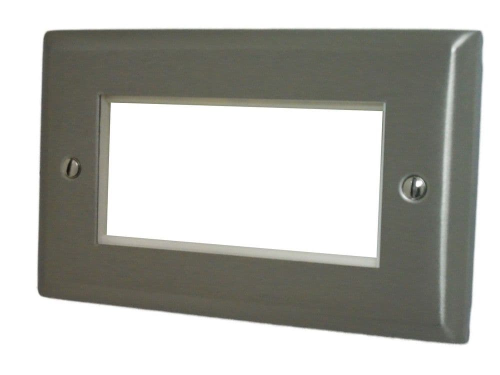 G&H SSS164 Spectrum Plate Stainless Steel 2 Gang 4 Euro Module Plate