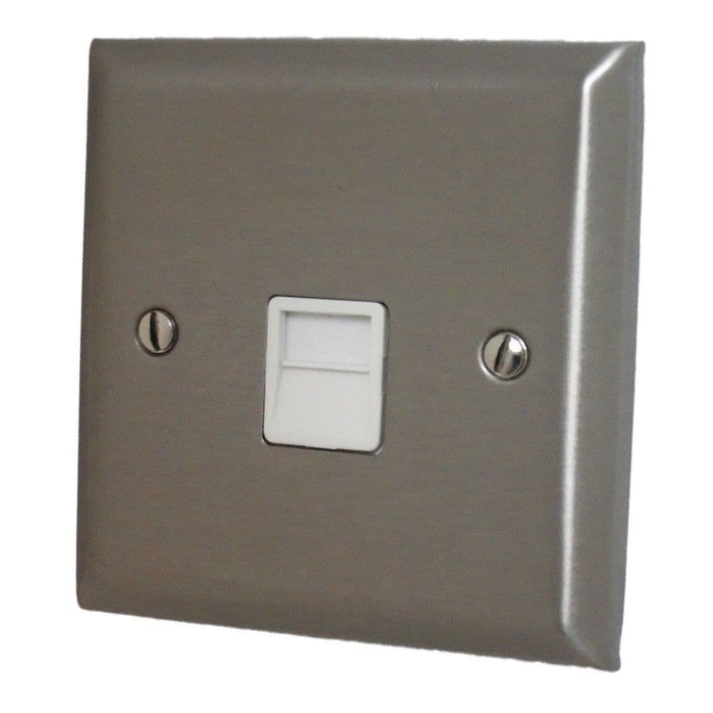 G&H SSS34W Spectrum Plate Stainless Steel 1 Gang Slave BT Telephone Socket