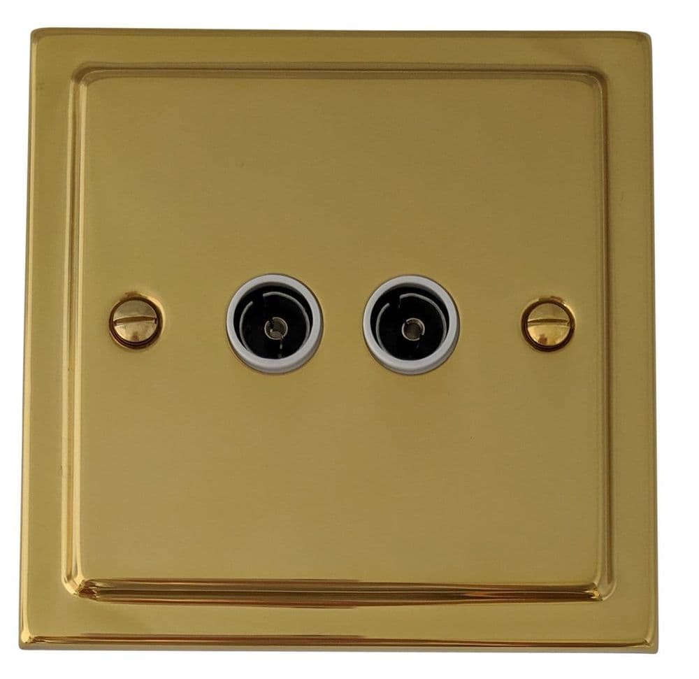 G&H TBUL36W Trimline Plate Unlacquered Polished Brass 2 Gang TV Coax ...