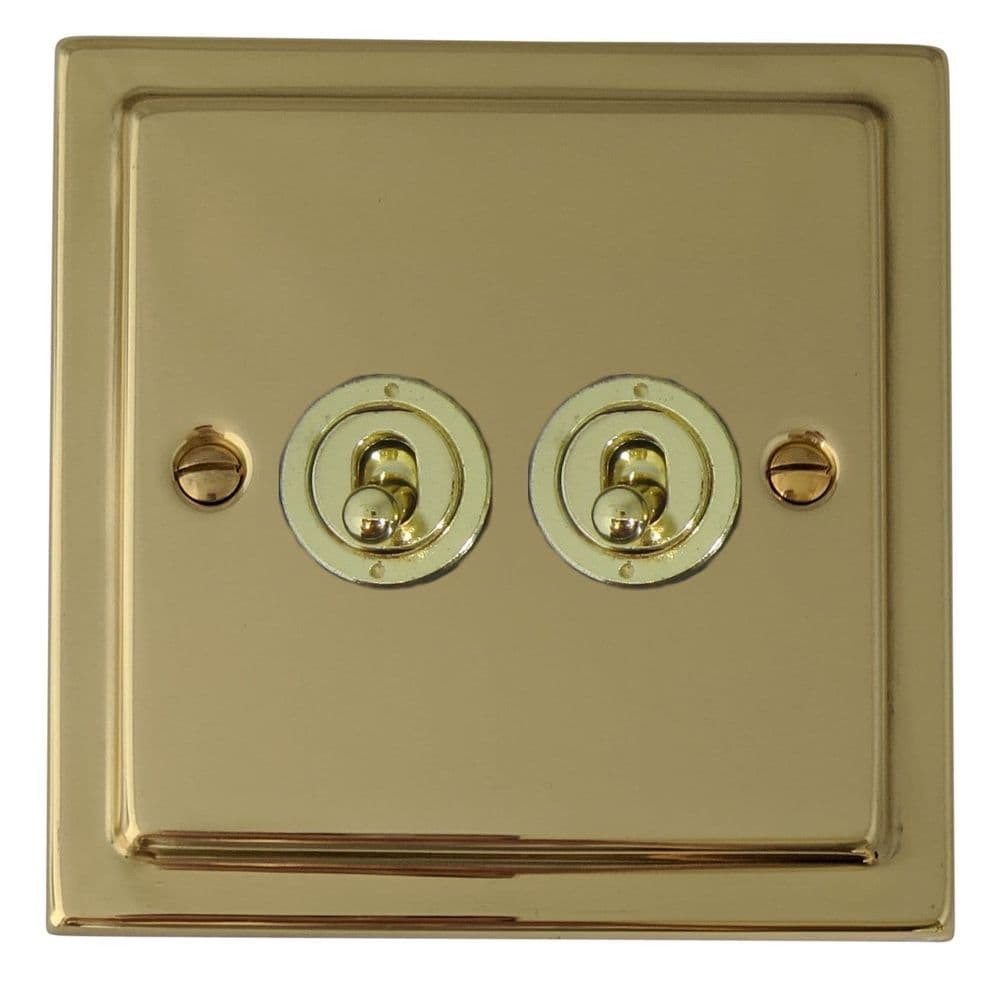 G&H TBUL382-PB Trimline Plate Unlacquered Polished Brass 2 Gang 1 or 2 ...