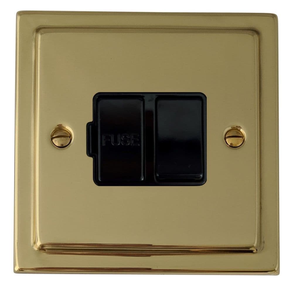 G&H TBUL57B Trimline Plate Unlacquered Polished Brass 1 Gang Fused Spur ...
