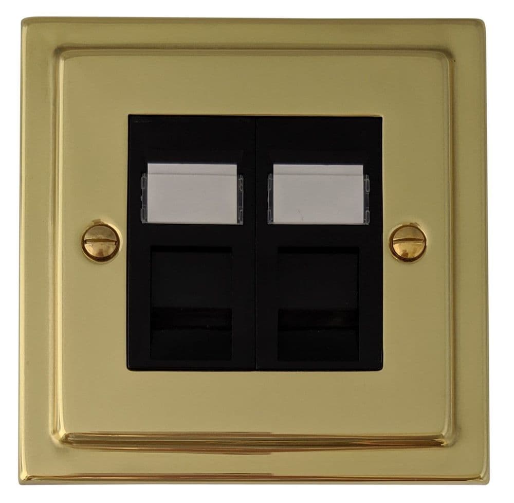 G&H TBUL62B Trimline Plate Unlacquered Polished Brass 2 Gang RJ45 Cat5e ...