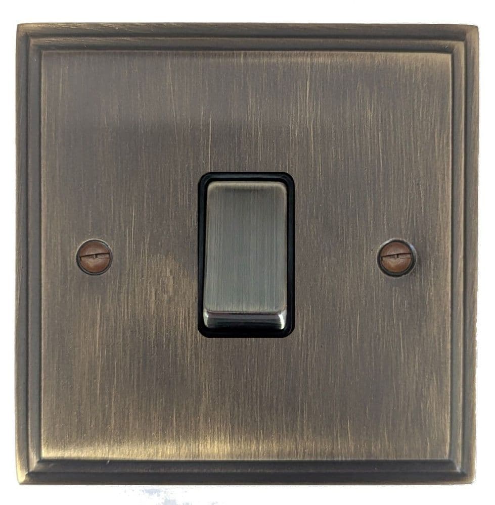 G&H VAB301 Victorian Plate Antique Brass 1 Gang 1 or 2 Way Rocker Light ...