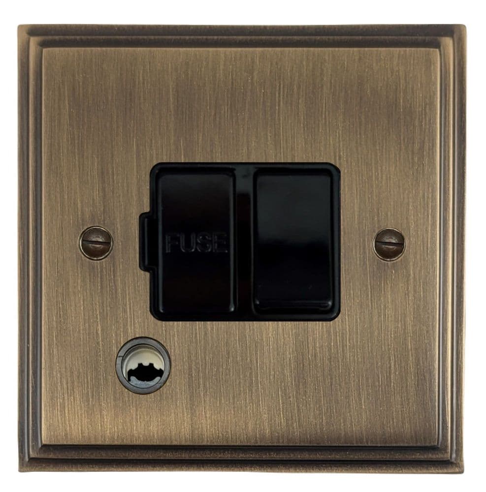 G&H VAB56B Victorian Plate Antique Brass 1 Gang Fused Spur 13A Switched ...