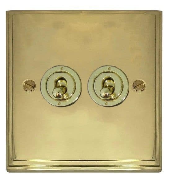 G&H VB382-PB Victorian Plate Polished Brass 2 Gang 2 Way Toggle Light ...