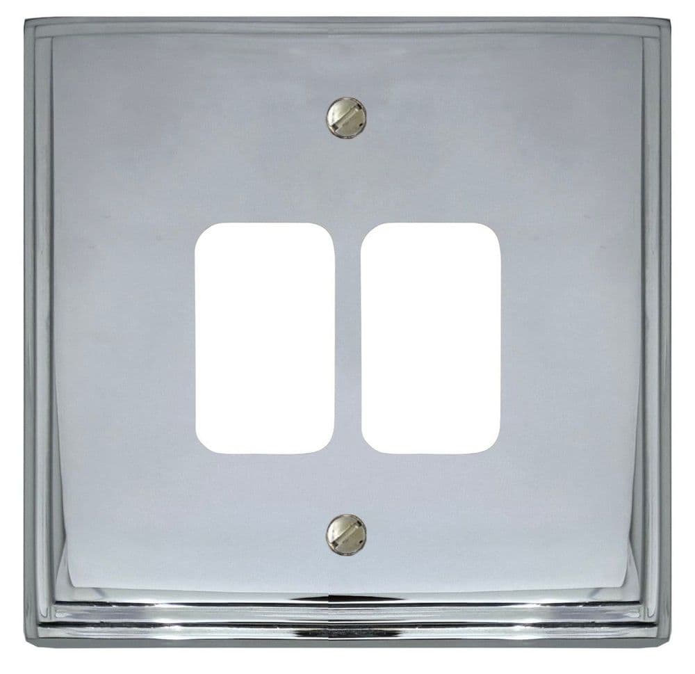 G&H VC72 Victorian Plate Polished Chrome 2 Gang Grid Plate to suit G&H ...