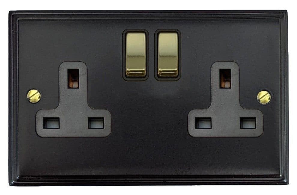 G&H VFB310-PB Victorian Plate Matt Black 2 Gang Double 13A Switched ...