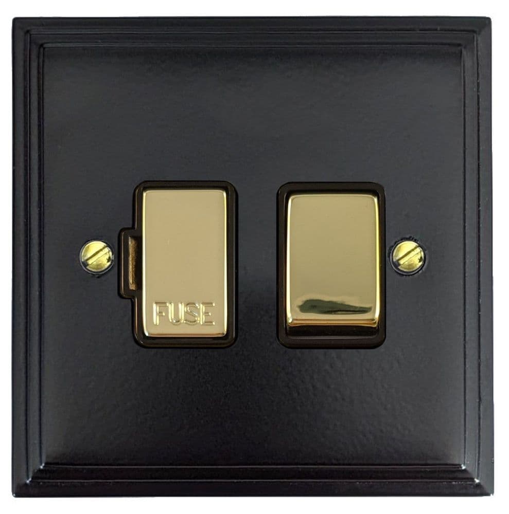 G&H VFB357-PB Victorian Plate Matt Black 1 Gang Fused Spur 13A Switched