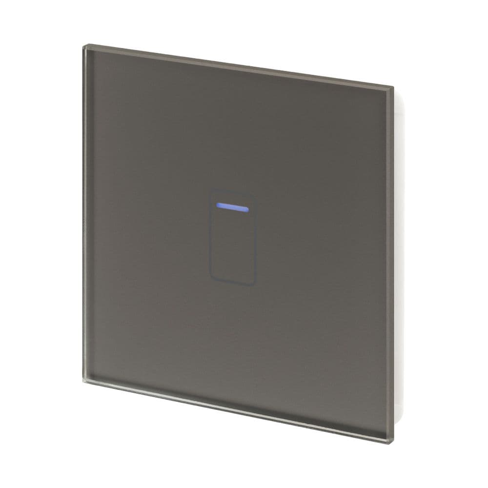 RetroTouch 1 Gang 1 Way Grey Glass Touch Switch 01412