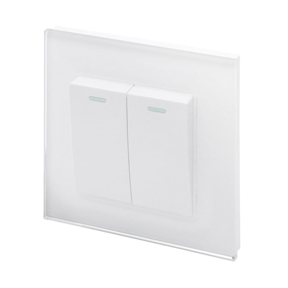 RetroTouch 2 Gang 1 Way 10A Pulse/Retractive Light Switch White Glass ...
