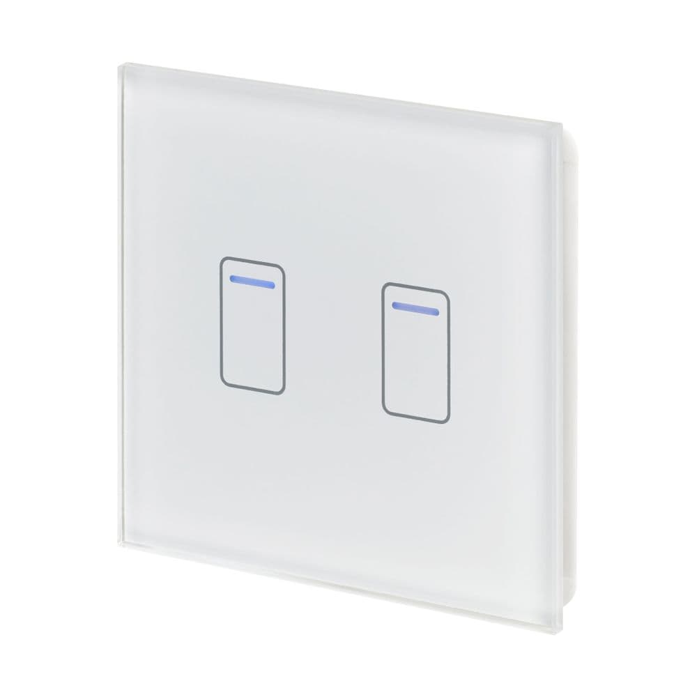 RetroTouch 2 Gang 1 Way White Glass Touch Switch 01402