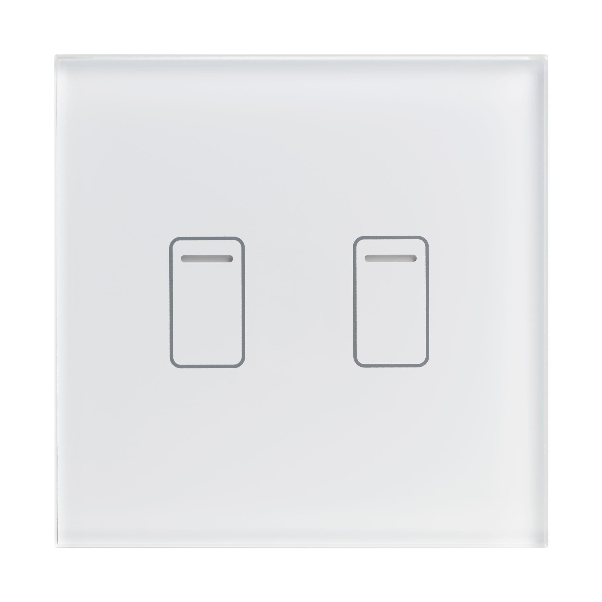 RetroTouch 2 Gang 2 Way/Intermediate White Glass Touch Switch 01403