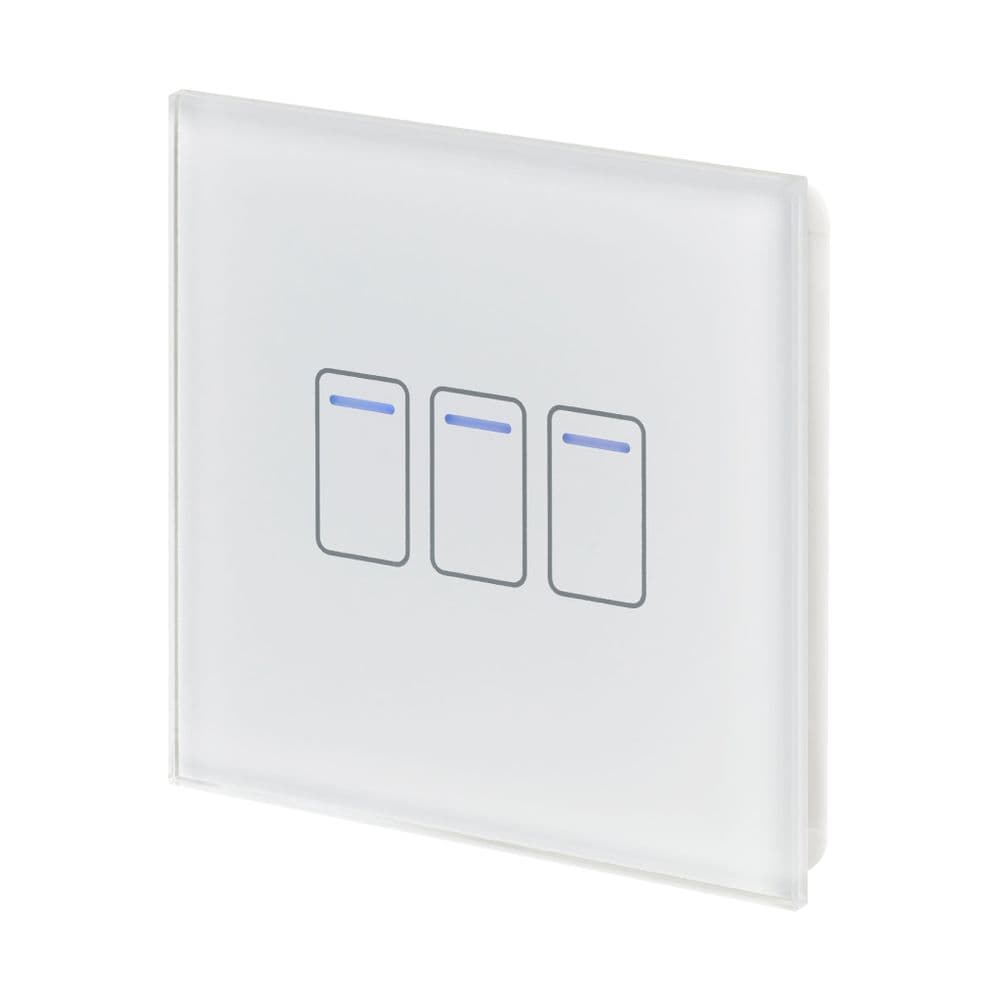 RetroTouch 3 Gang 2 Way/Intermediate White Glass Touch Switch 01405