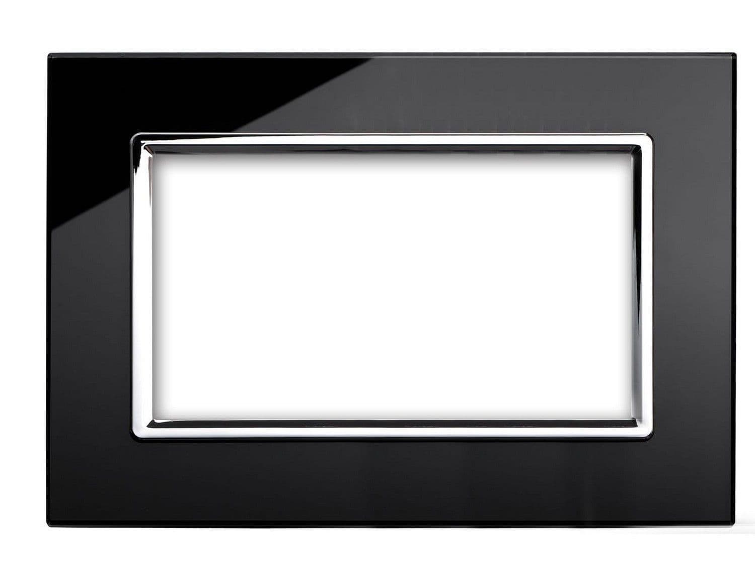 RetroTouch Euro Data Plate Double 4 Module Space Black Glass CT 00178