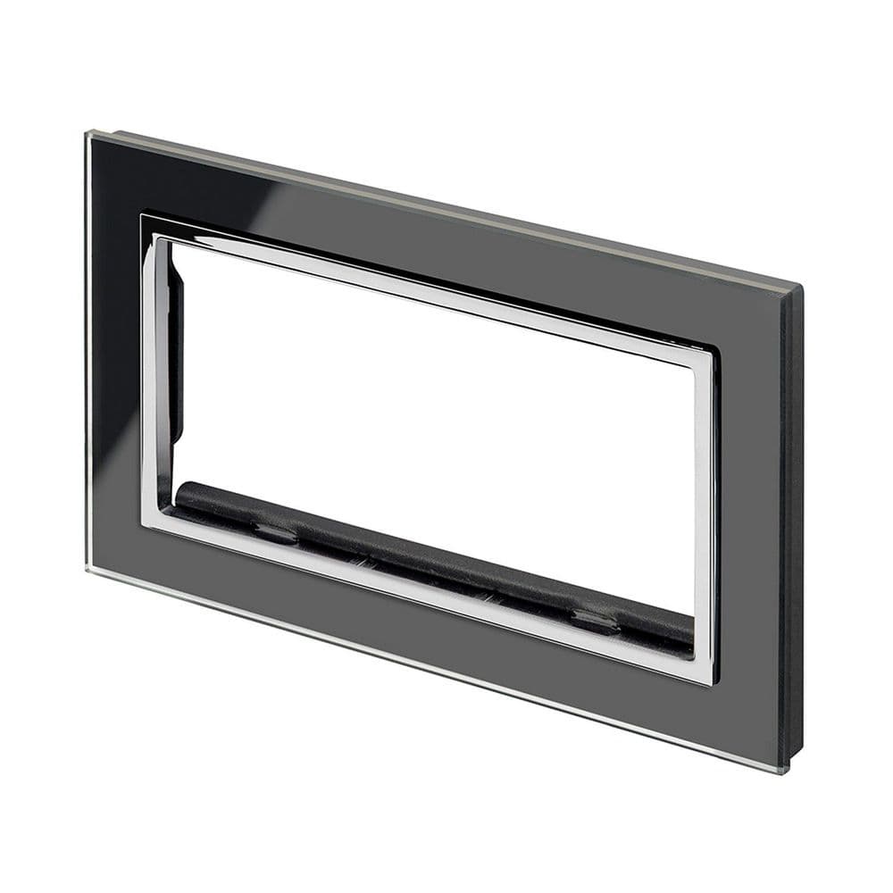 RetroTouch Euro Data Plate Double 4 Module Space Black Glass CT 00178