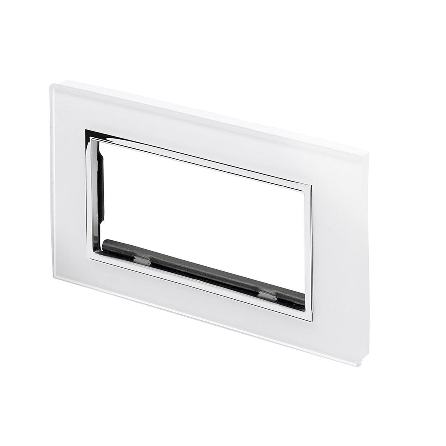 RetroTouch Euro Data Plate Double 4 Module Space White Glass CT 00176