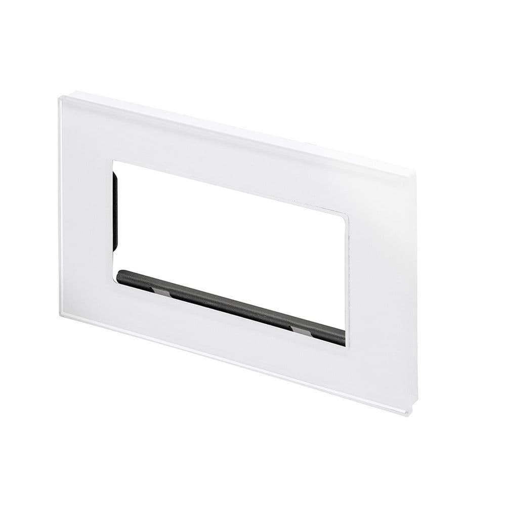RetroTouch Euro Data Plate Double 4 Module Space White Glass PG 00177