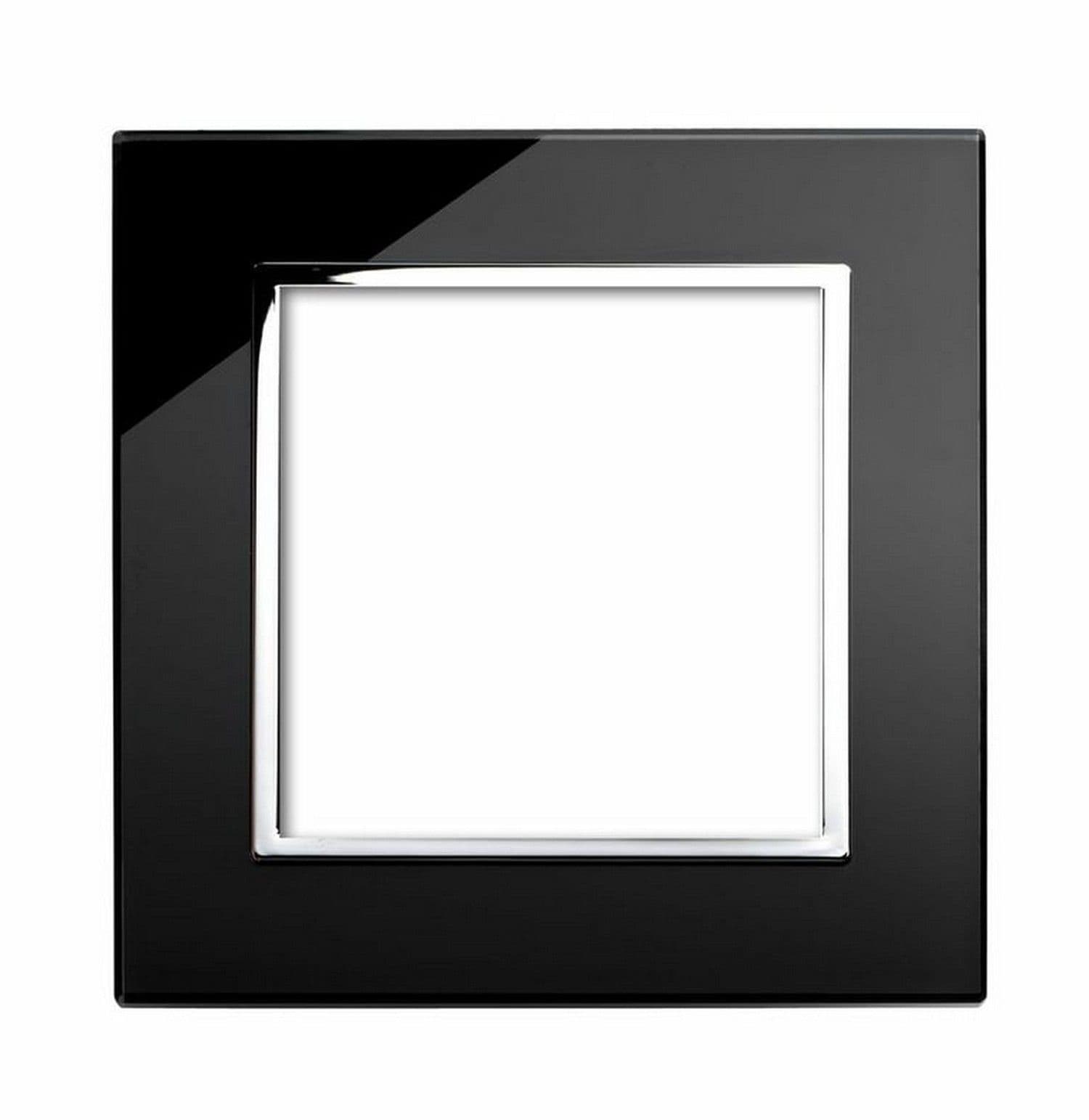RetroTouch Euro Data Plate Single 2 Module Space Black Glass CT 00174